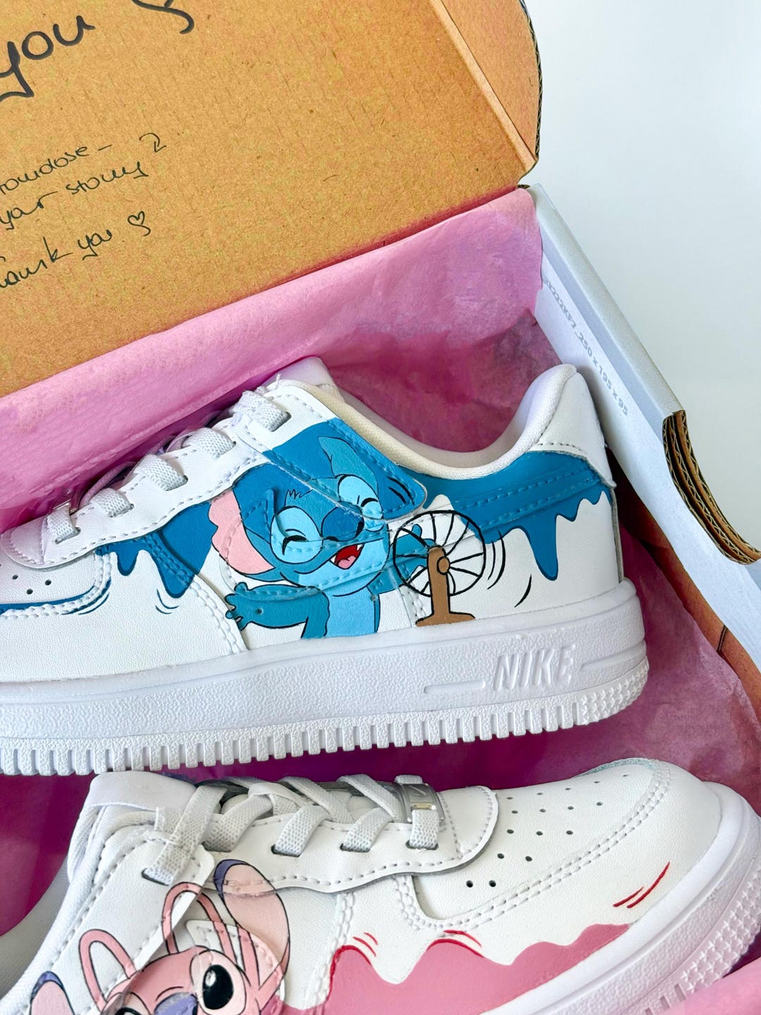 Custom Stitch & Angel Air Force 1 Sneakers: Hand-painted Kids' Af1s - Etsy