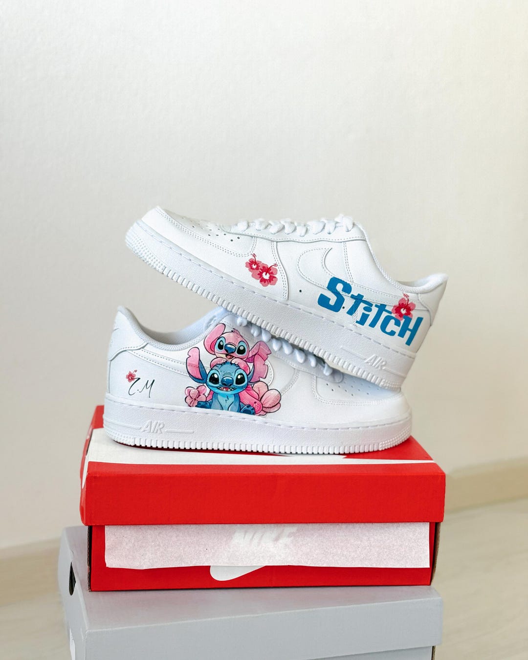 Custom Stitch and Angel Air Force 1 – Hand Painted Sneakers – Stitch ...