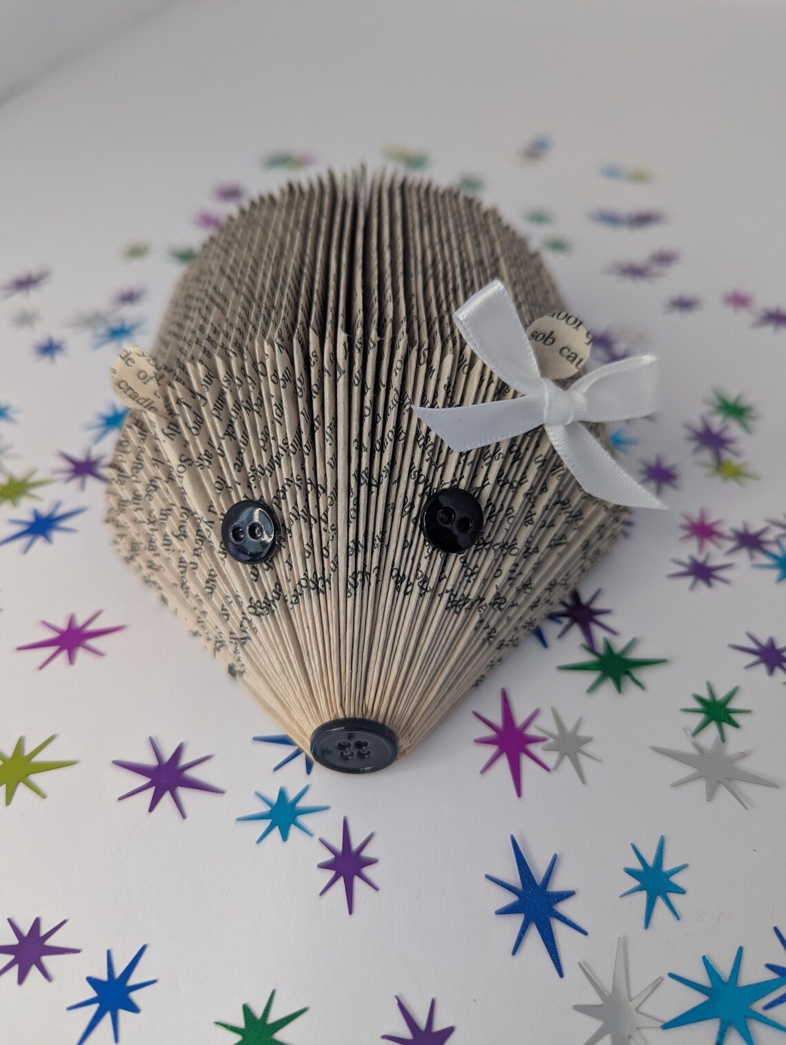 Hedgehog Bow Upcycled Folded Book Art - Etsy