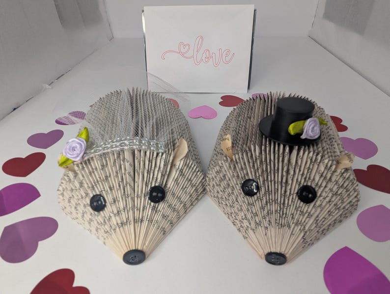 Hedgehog Wedding Upcycled Folded Book Art - Etsy