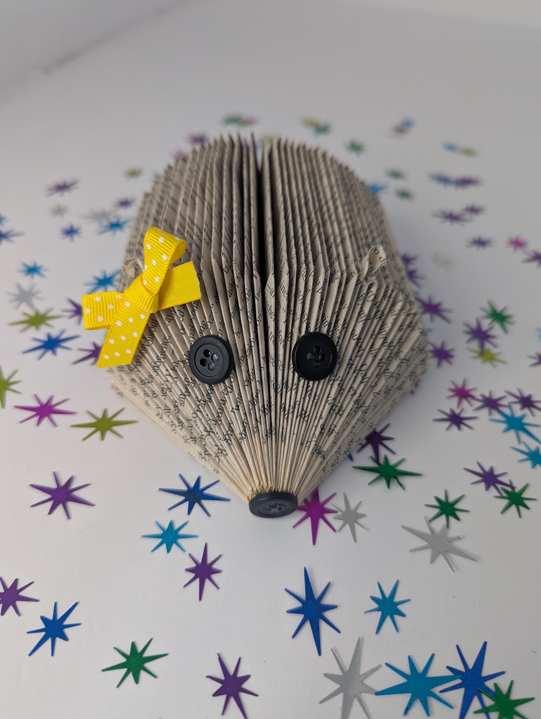 Hedgehog Bow Upcycled Folded Book Art - Etsy