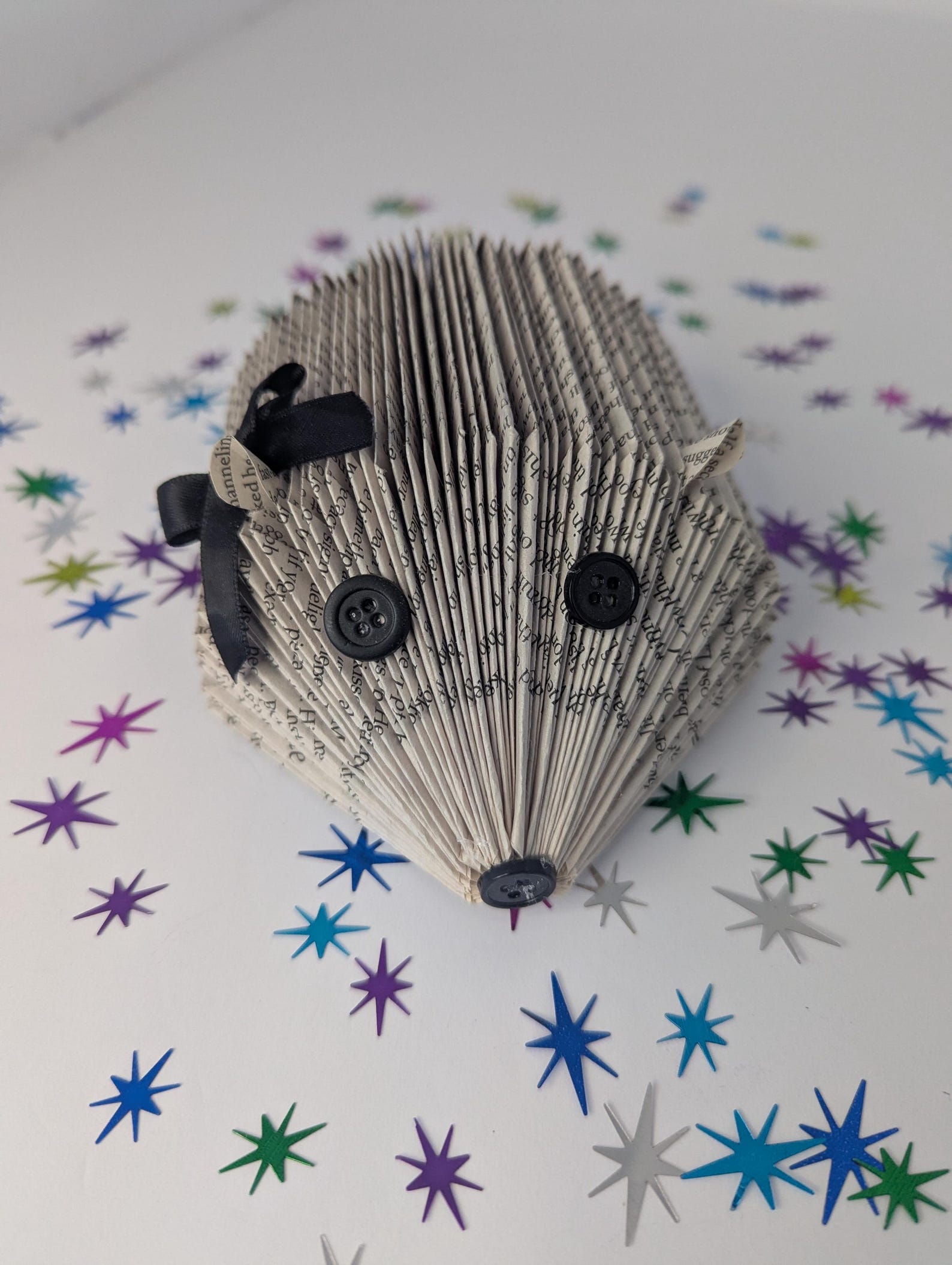 Hedgehog Bow Upcycled Folded Book Art - Etsy