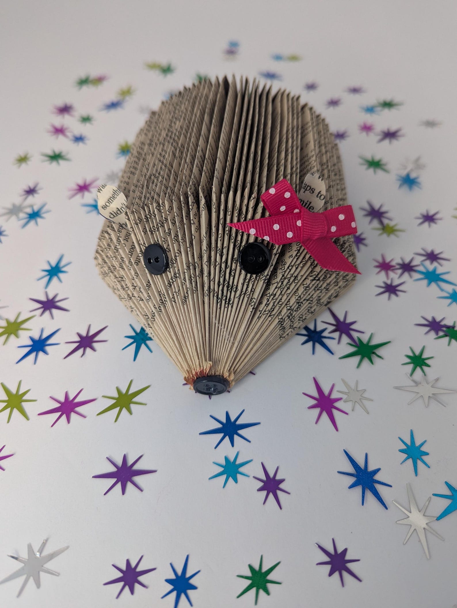 Hedgehog Bow Upcycled Folded Book Art - Etsy