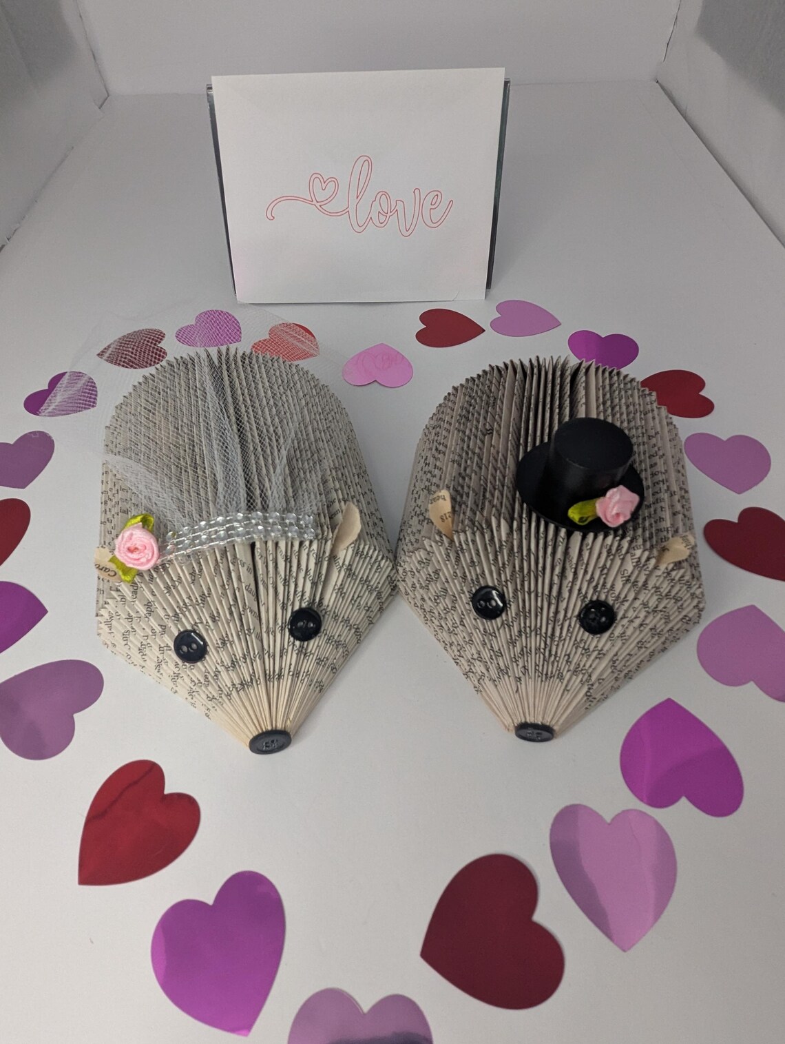Hedgehog Wedding Upcycled Folded Book Art - Etsy