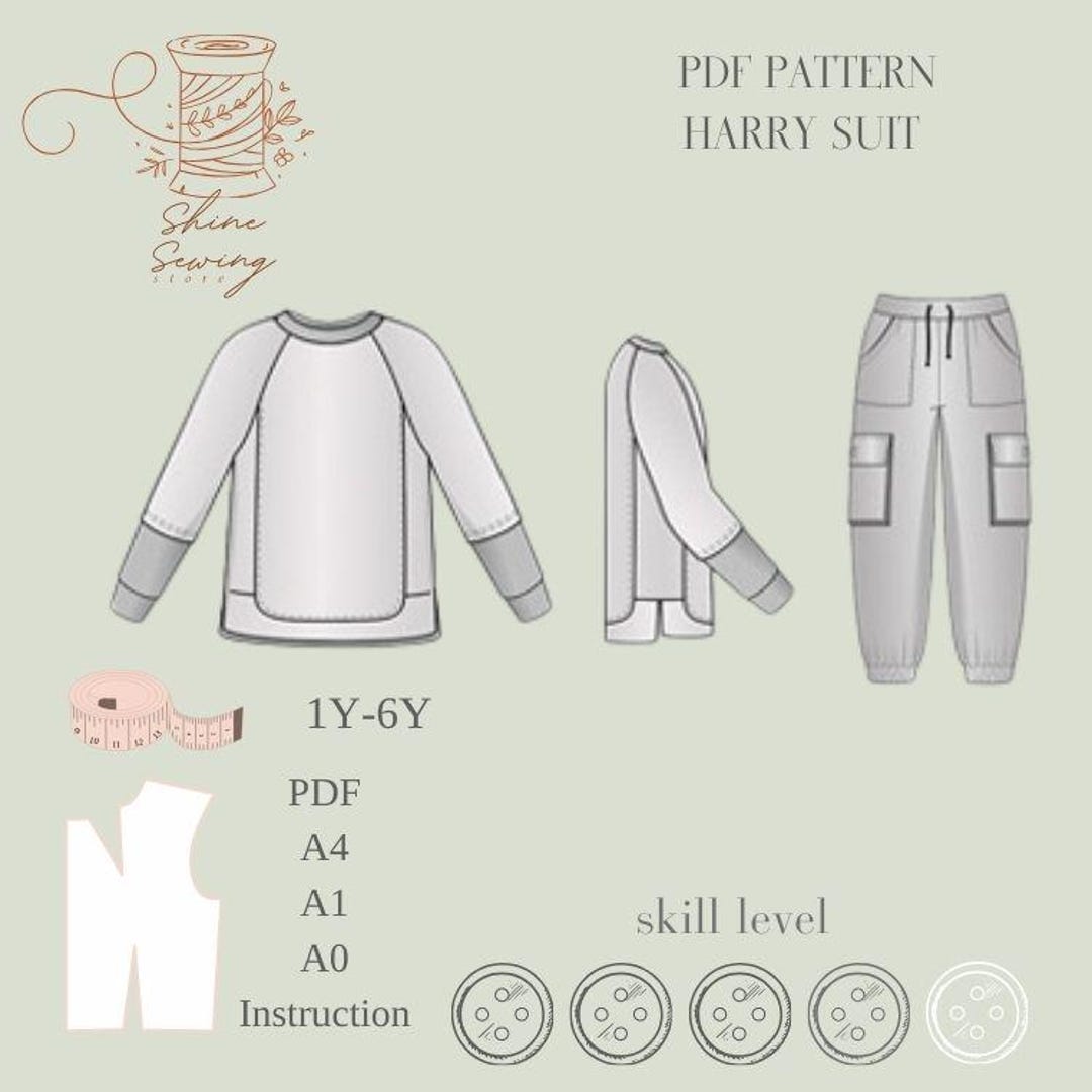 Suit for Kids - Download PDF Pattern / Kids Sweatshirt and Sweatpants ...