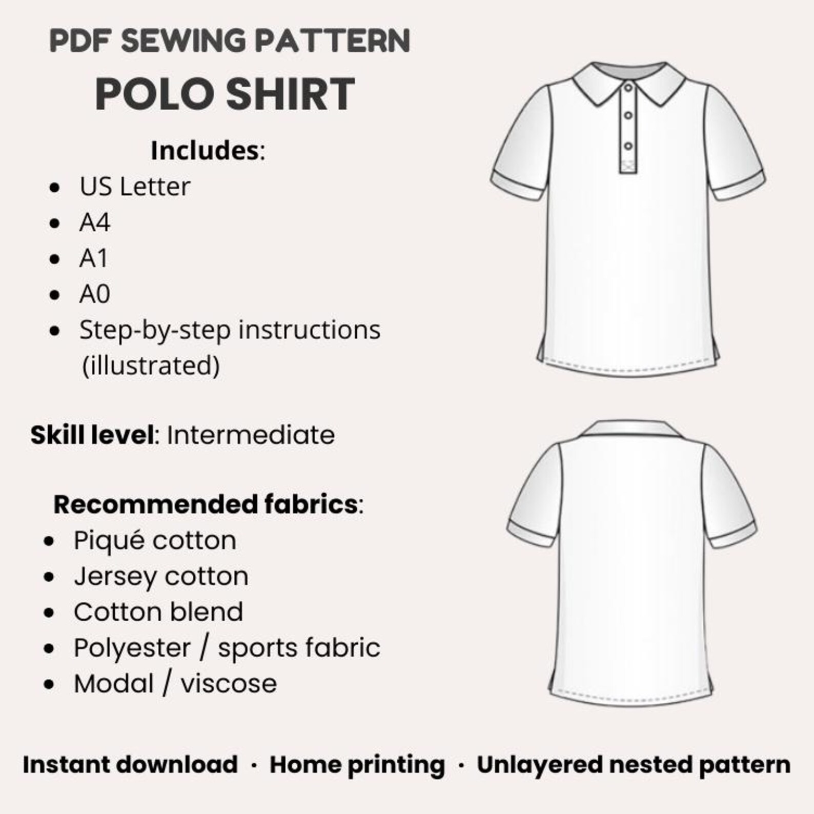 Leo Polo Shirt PDF Sewing Pattern: Toddler & Kids Knit Top (sizes 1-6Y ...