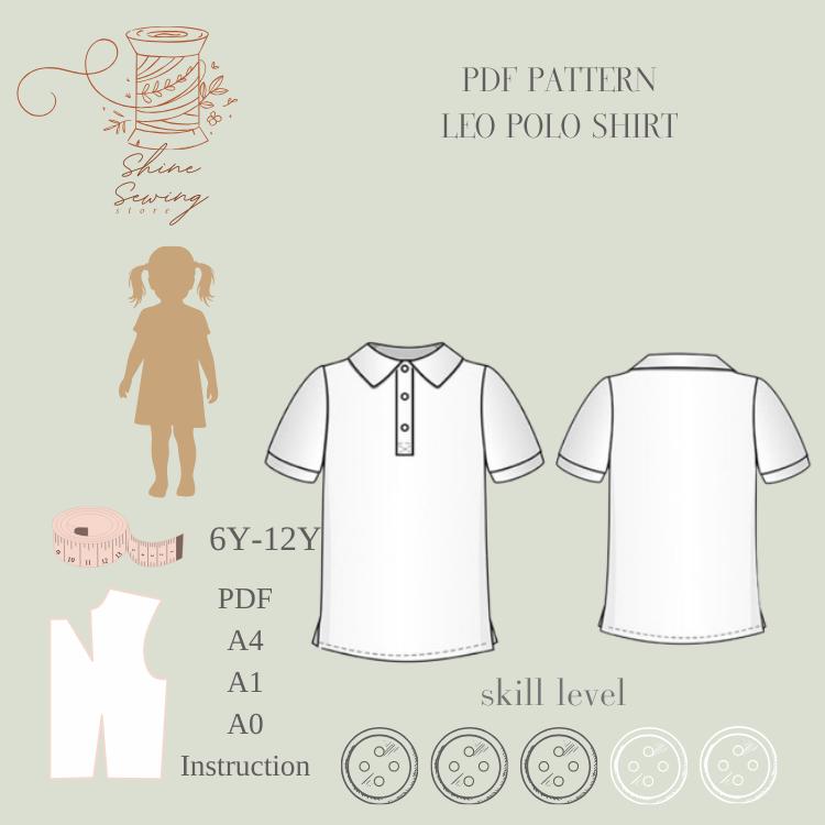 Polo Shirt PDF Pattern | Sizes 6Y-12Y | Kids Shirt Sewing Pattern | A4/A0/A1 Printable | Easy ...