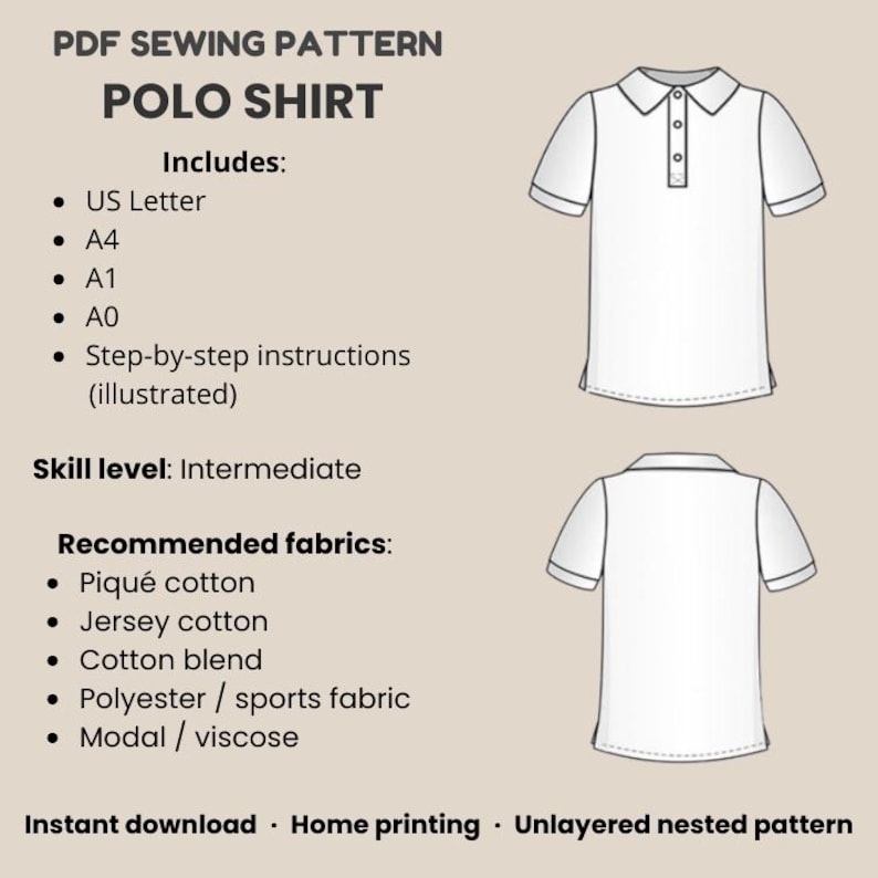 Women's Polo Shirt PDF Sewing Pattern: Knit Top (sizes XS-3XL) - Etsy