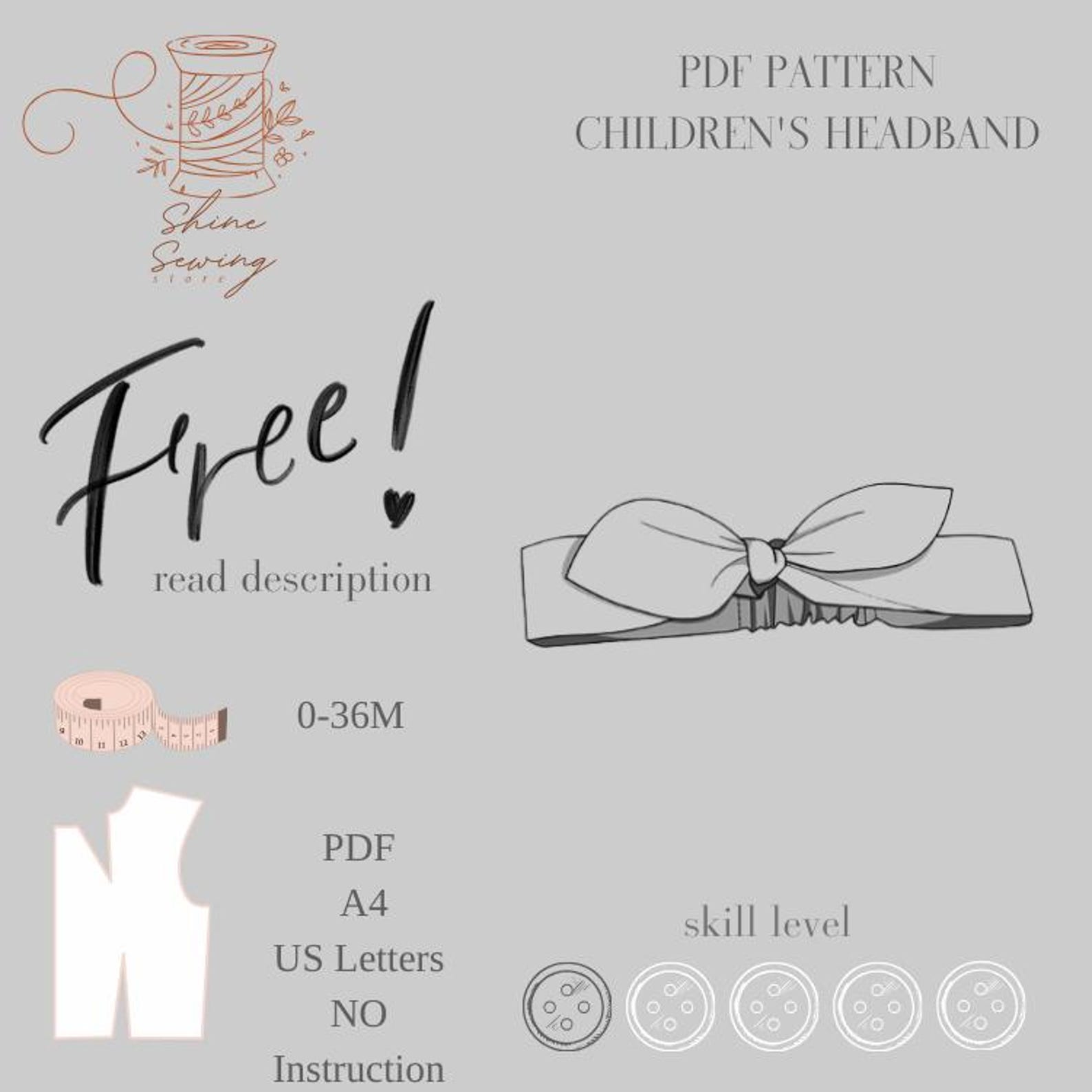 FREE PDF Sewing Pattern Baby Headband 0–36M | Easy Bow Headband for ...