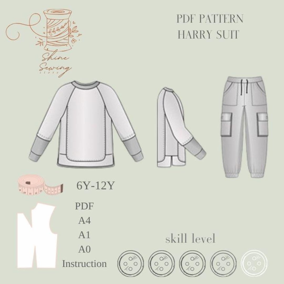 Suit for Kids - Kids Tracksuit Pattern PDF | Ages 6-12 Years | Boys ...