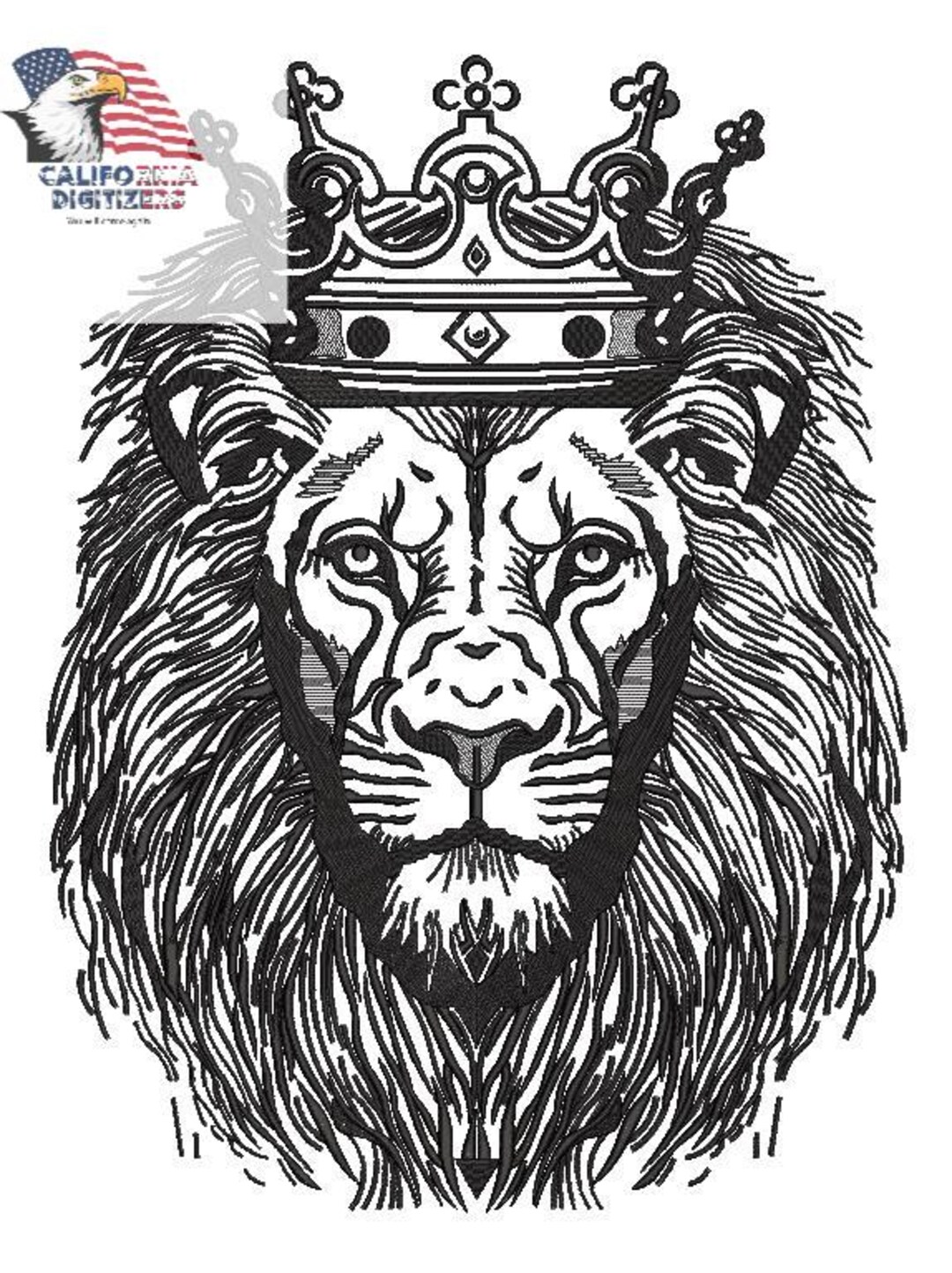 LION With Crown Embroidery Design (big Size) - Etsy