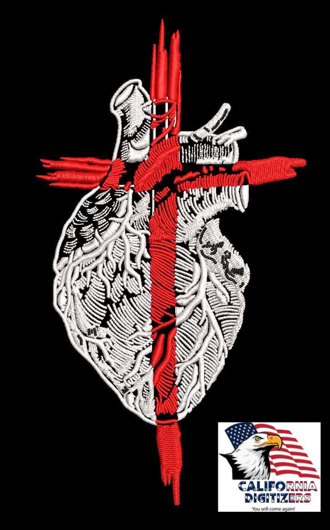 Cross Heart Embroidery Design - Etsy