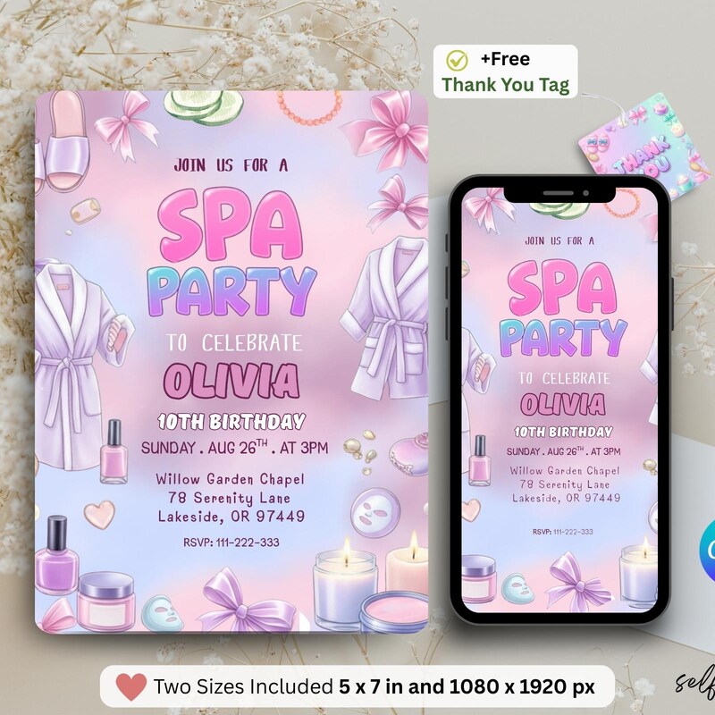 Spa Party Invitations for Girls - Etsy