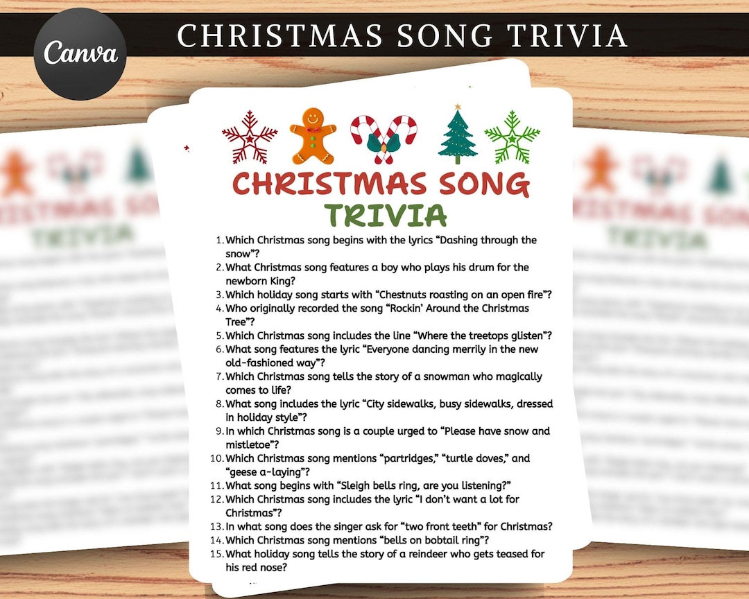 Christmas Finish the Lyrics Game, Christmas Song Trivia Quiz Printable ...
