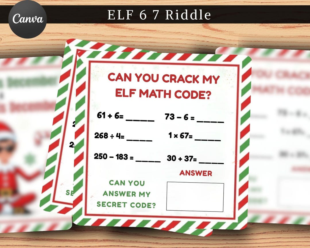 6 7 Elf Prop Game, Six Seven Math Riddle, 6-7 Scavenger Hunt Elf Idea ...