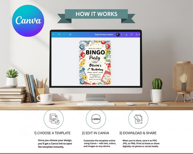 Editable Bingo Birthday Invitation, Family Game Night Party Invite ...