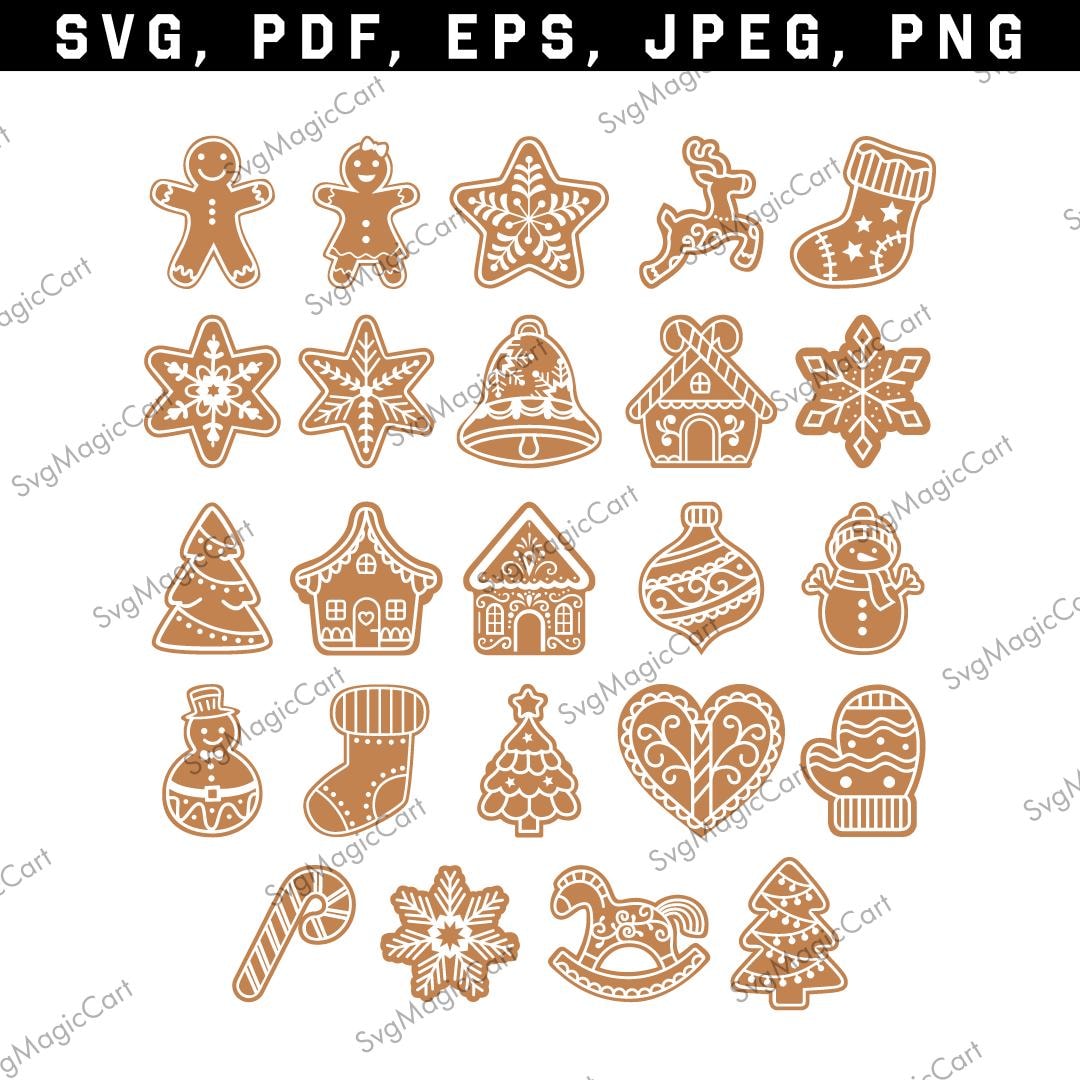 Gingerbread SVG Bundle: Christmas Ornaments, Snowflakes, Trees, and ...