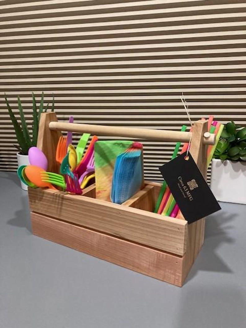 Hand Made Cedar Wood Tote Box for Kitchen, Home Decor, Storage ...