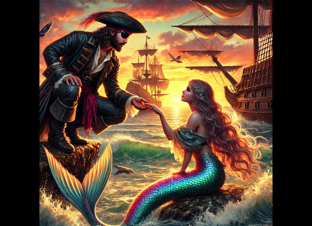 Pirate and Mermaid Love Image-pirate Ship-png - Etsy