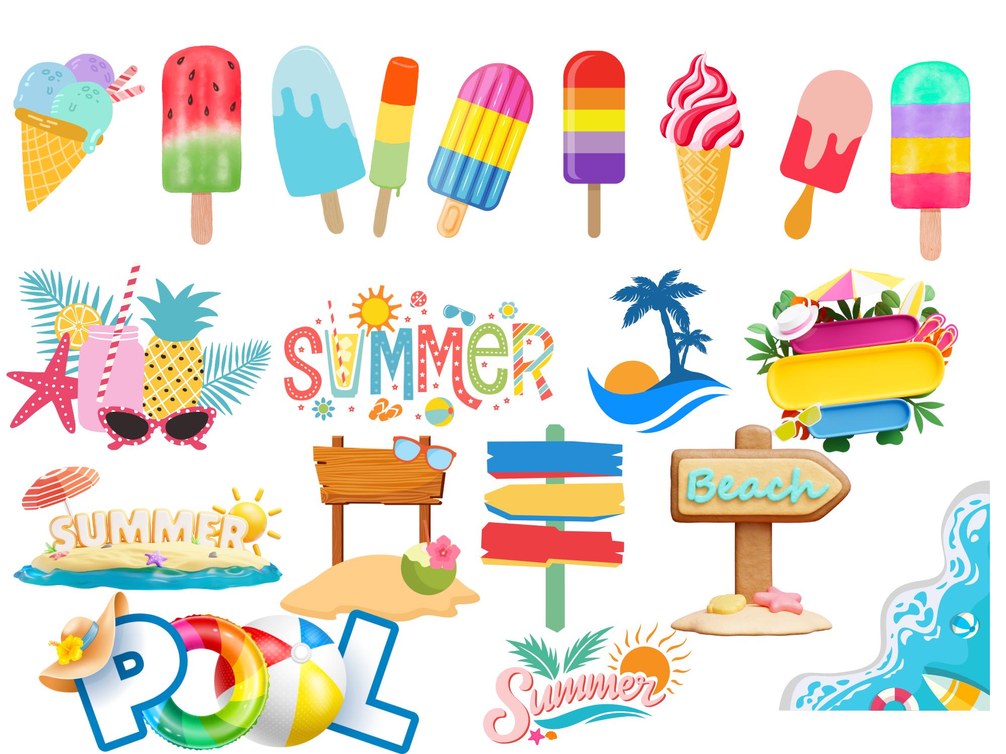 Summer Pool Party Clipart, Beach Fun Clip Art, Cute Summer Graphics ...