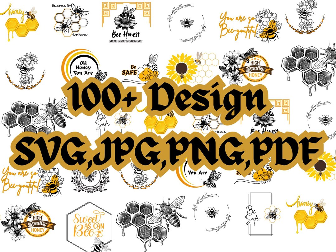Bee Bundle Svg | 100 Bee Cliparts | Honey Bee, Queen Bee, Beehive ...