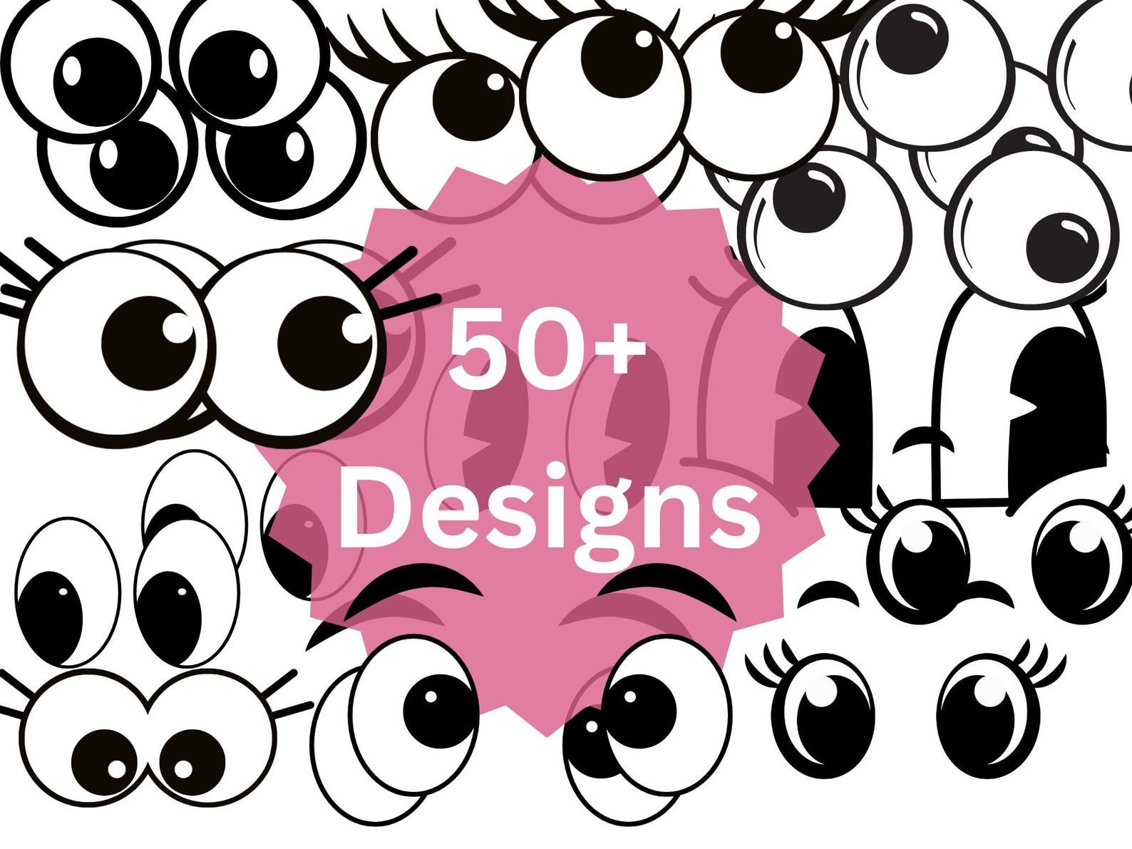 Comic Book Eyes Svg Bundle, Eyelashes Svg, Cute Cartoon Faces Svg ...