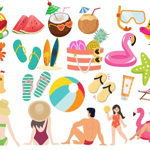 Summer Pool Party Clipart, Beach Fun Clip Art, Cute Summer Graphics ...