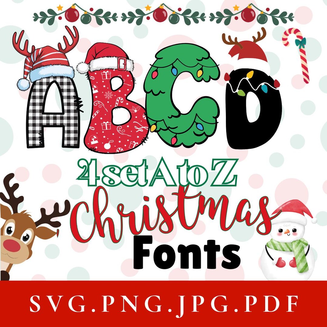 Christmas Alphabet PNG Christmas Letters Numbers Jpg Svg Png Pdf Santa ...