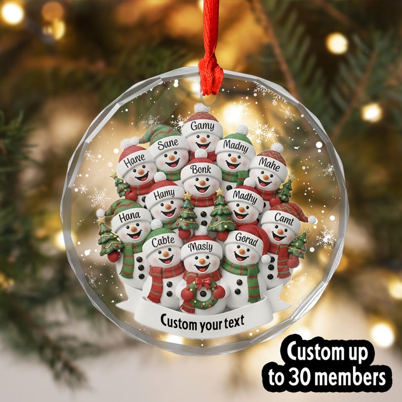 Personalized Snowman Family of 10, Custom Family Christmas Glass ...