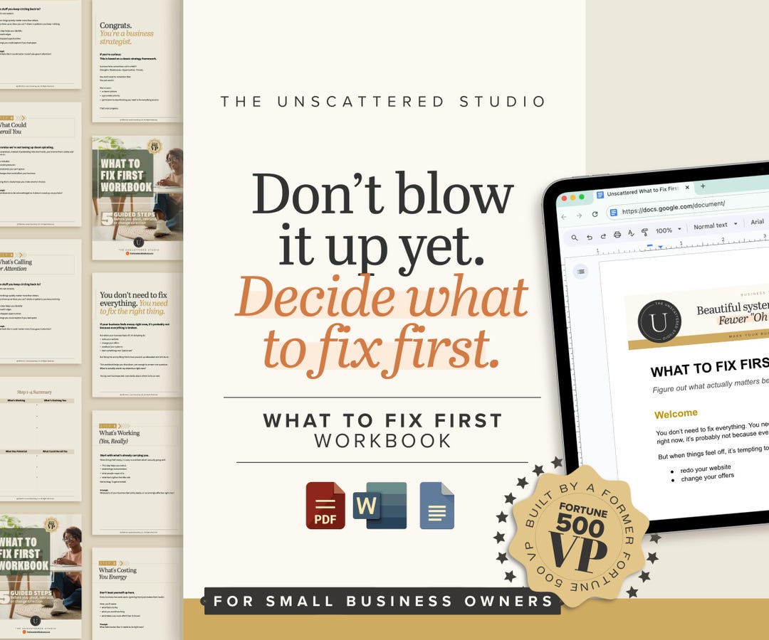 What to Fix First Before You Pivot | Business Clarity Workbook | Stop ...