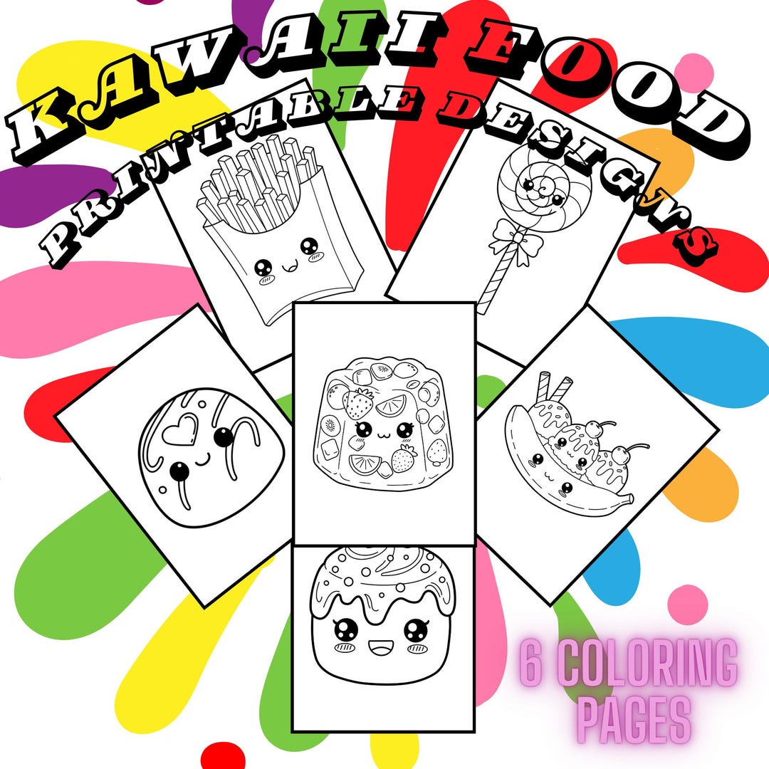 Kawaii Food Coloring Pages | Printable Art (digital Download - Etsy