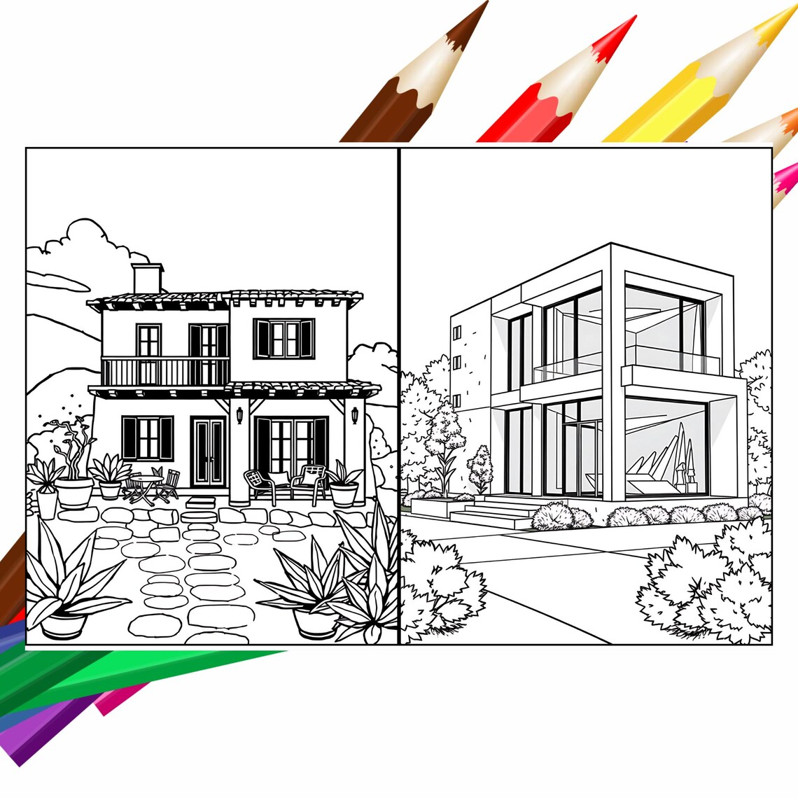 Printable House Coloring Pages: Cozy Cottage Designs (instant Download ...
