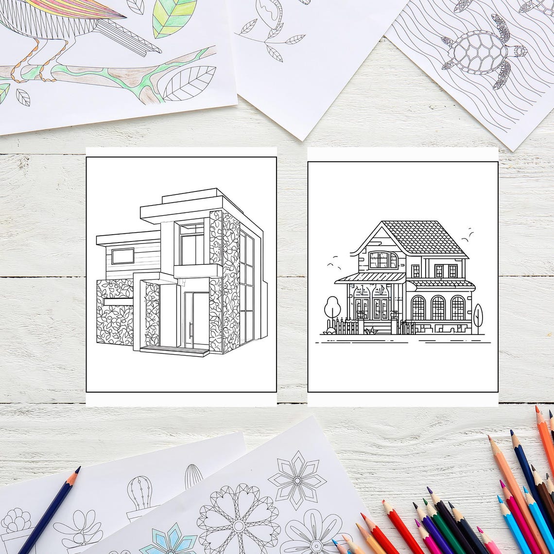 Printable House Coloring Pages: Cozy Cottage Designs (instant Download ...