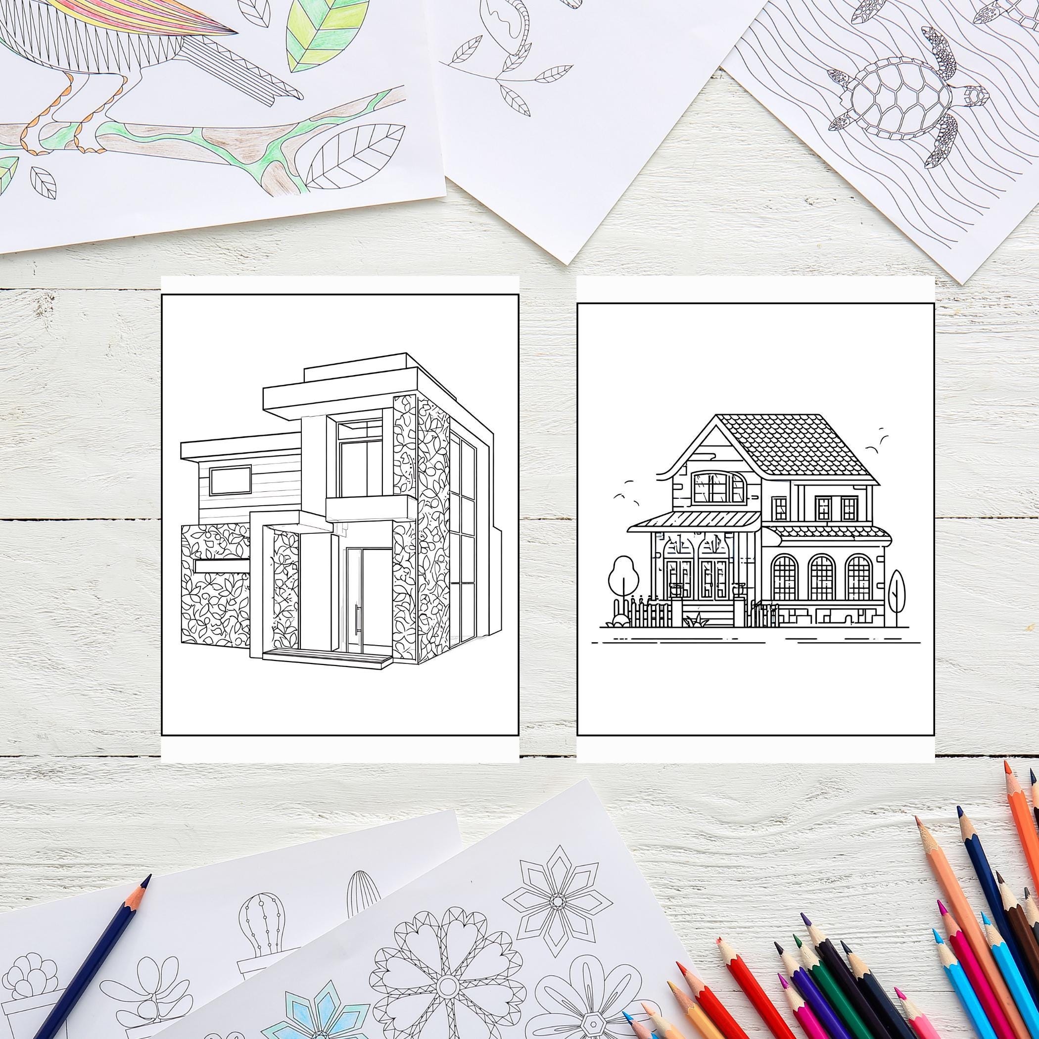 Printable House Coloring Pages: Cozy Cottage Designs (instant Download ...