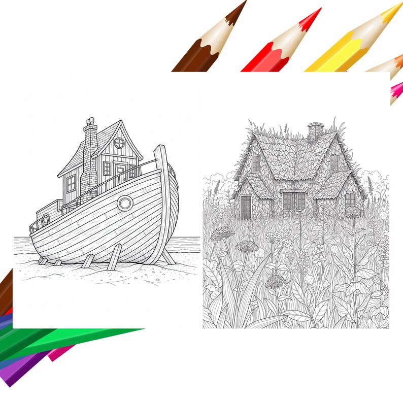 Printable House Coloring Pages: Cozy Cottage Designs (PDF Download, 8 ...