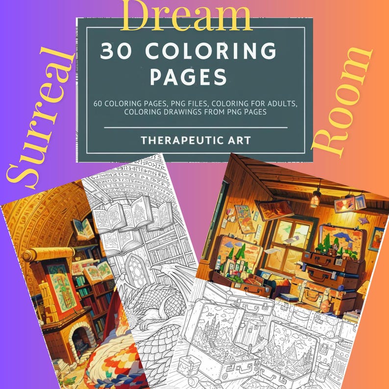 Printable House Coloring Pages: Surreal Dream Homes (PDF Download, 8 ...
