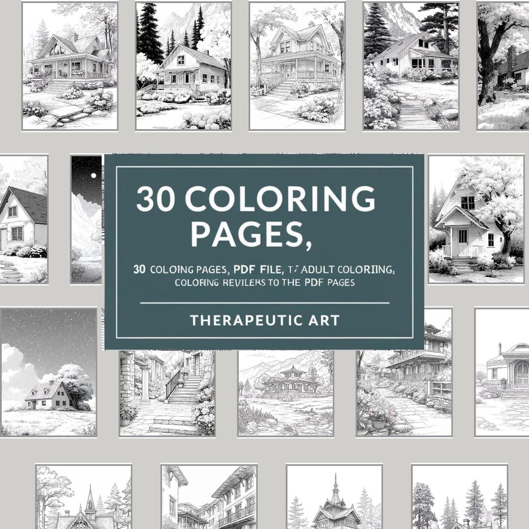 Printable House Coloring Pages: Cozy Cottage Designs (PDF) - Etsy