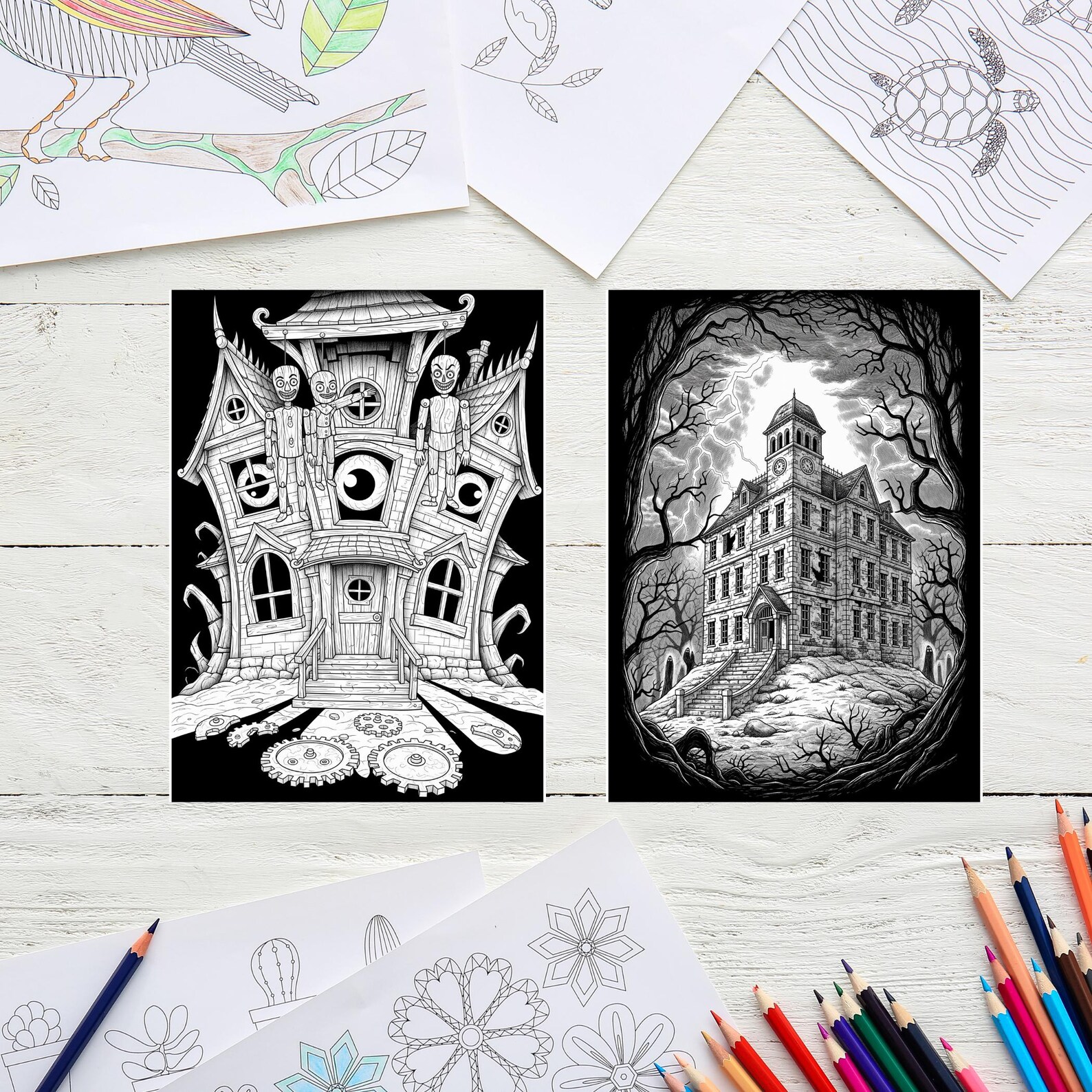 Printable House Coloring Pages: Fantasy & Realistic Homes (60 Pages ...