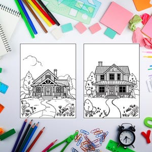 Printable House Coloring Pages: Cozy Cottage Designs (instant Download ...