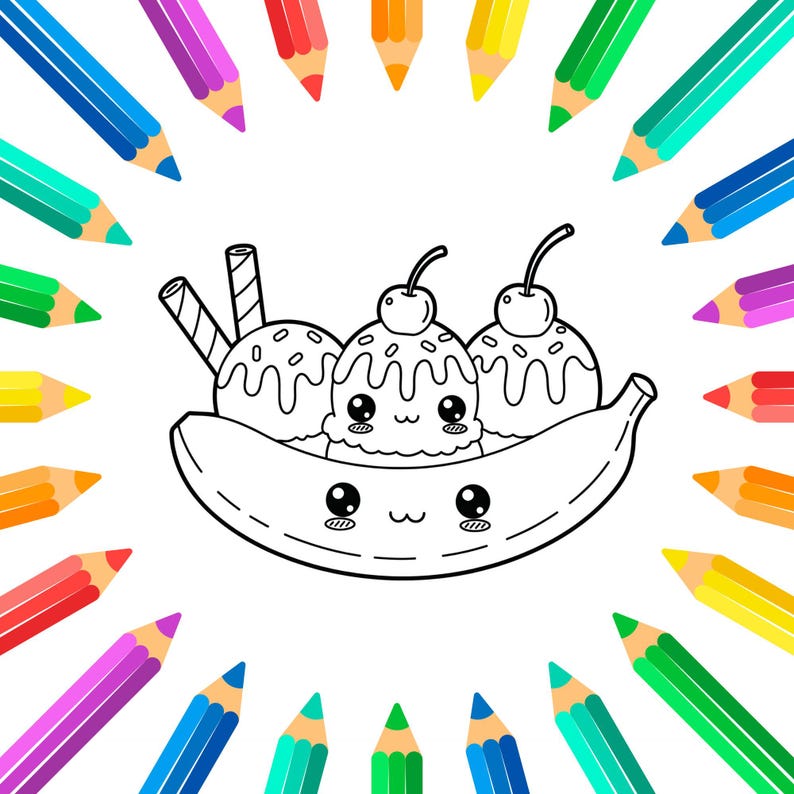 Kawaii Food Coloring Pages | Cute Art Therapy (digital Download) - Etsy