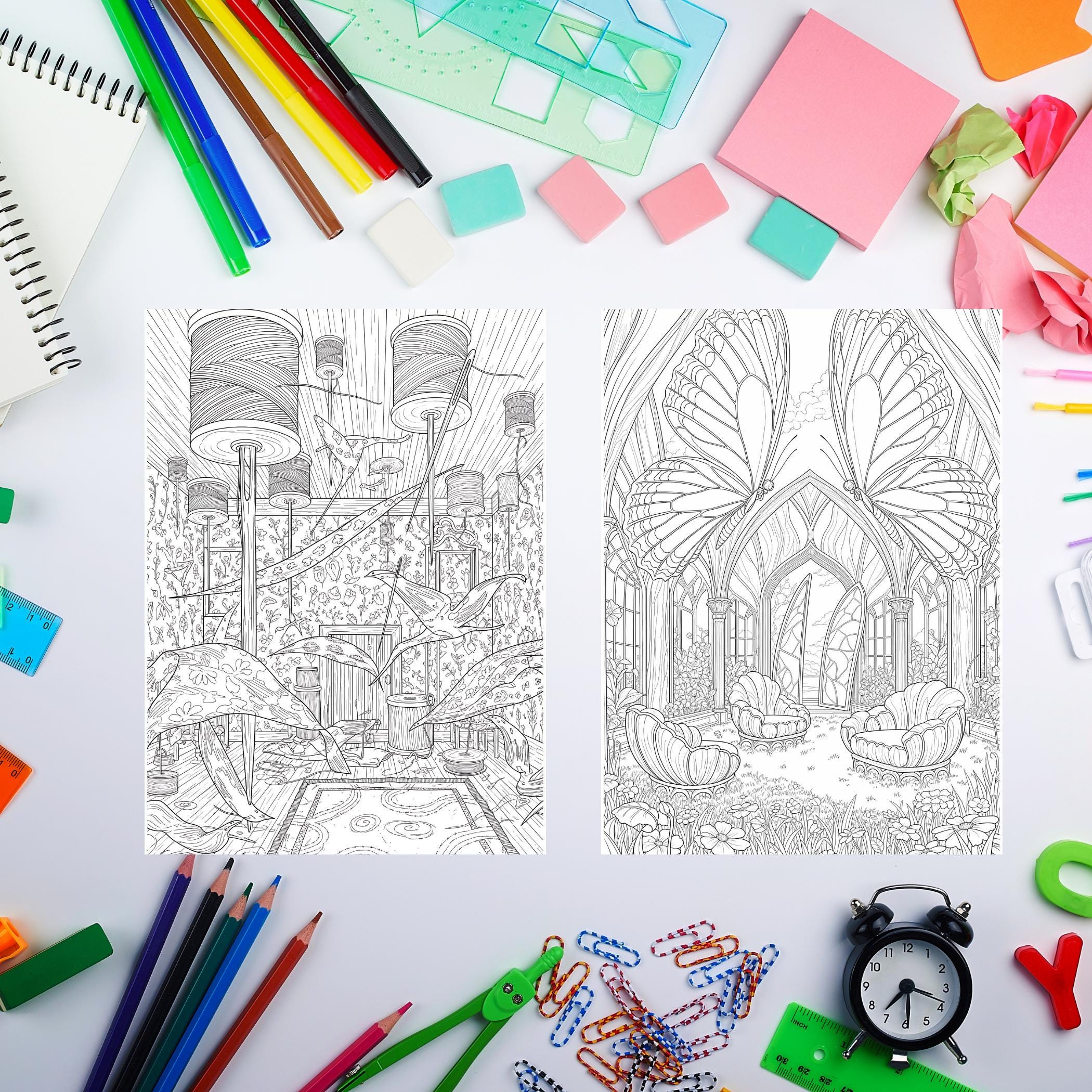 Printable House Coloring Pages: Surreal Dream Homes (PDF Download, 8 ...