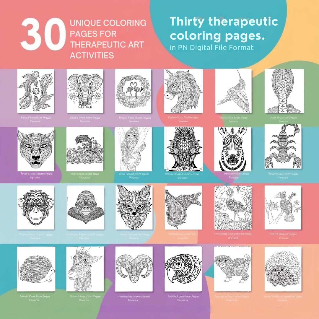 30 Animal Mandala Coloring Pages: Therapeutic Art (PDF) - Etsy