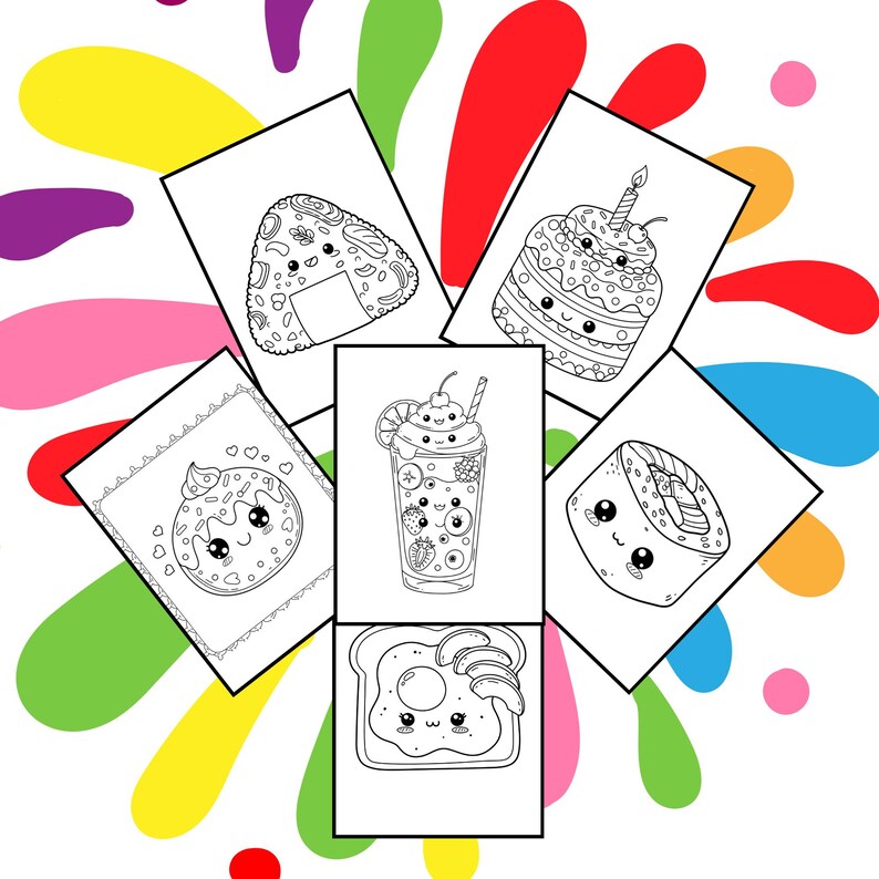 Kawaii Food Coloring Pages | Cute Printable Designs for Relaxation ...