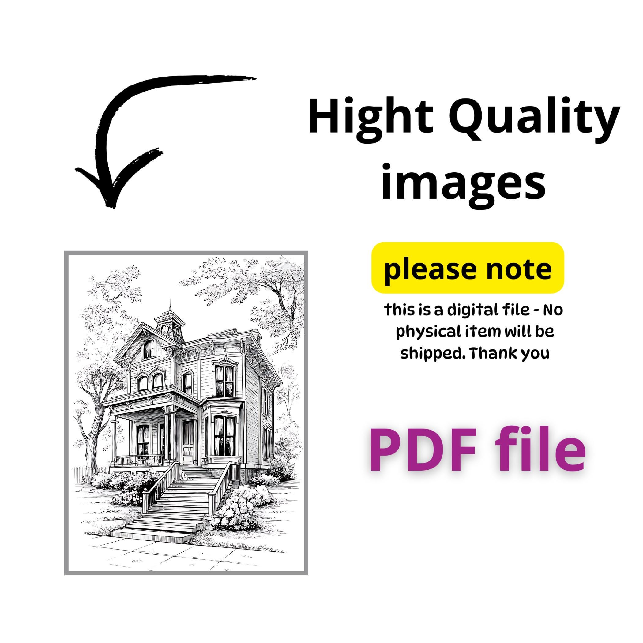 Printable House Coloring Pages: Cozy Cottage Art (PDF) - Etsy