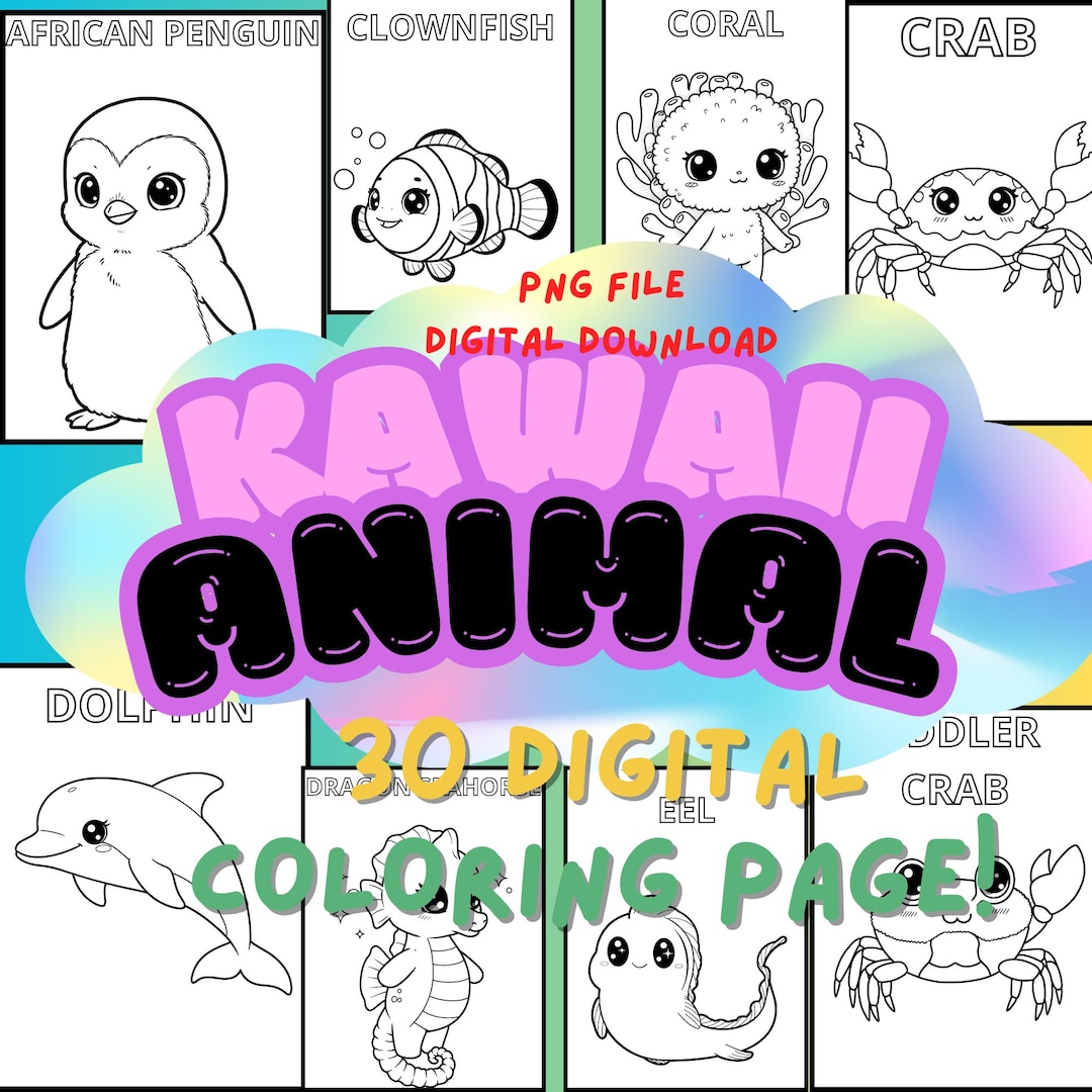 Chibi Marine Animals Coloring Page, Cute and Fun Printable Art for Kids ...