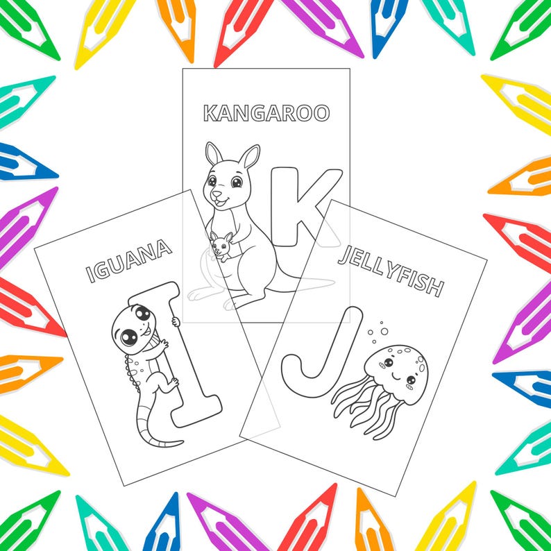 Kawaii Animal Alphabet Coloring Pages: ABC Learning (PDF) - Etsy