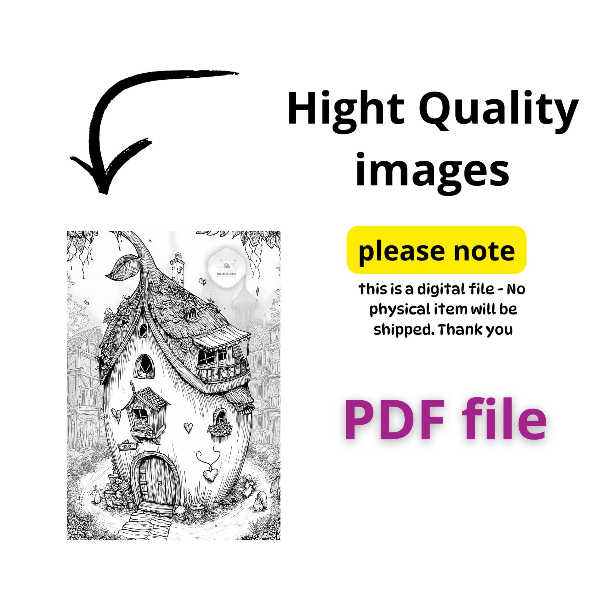 Printable House Coloring Pages: Fantasy & Realistic Homes (60 Pages ...