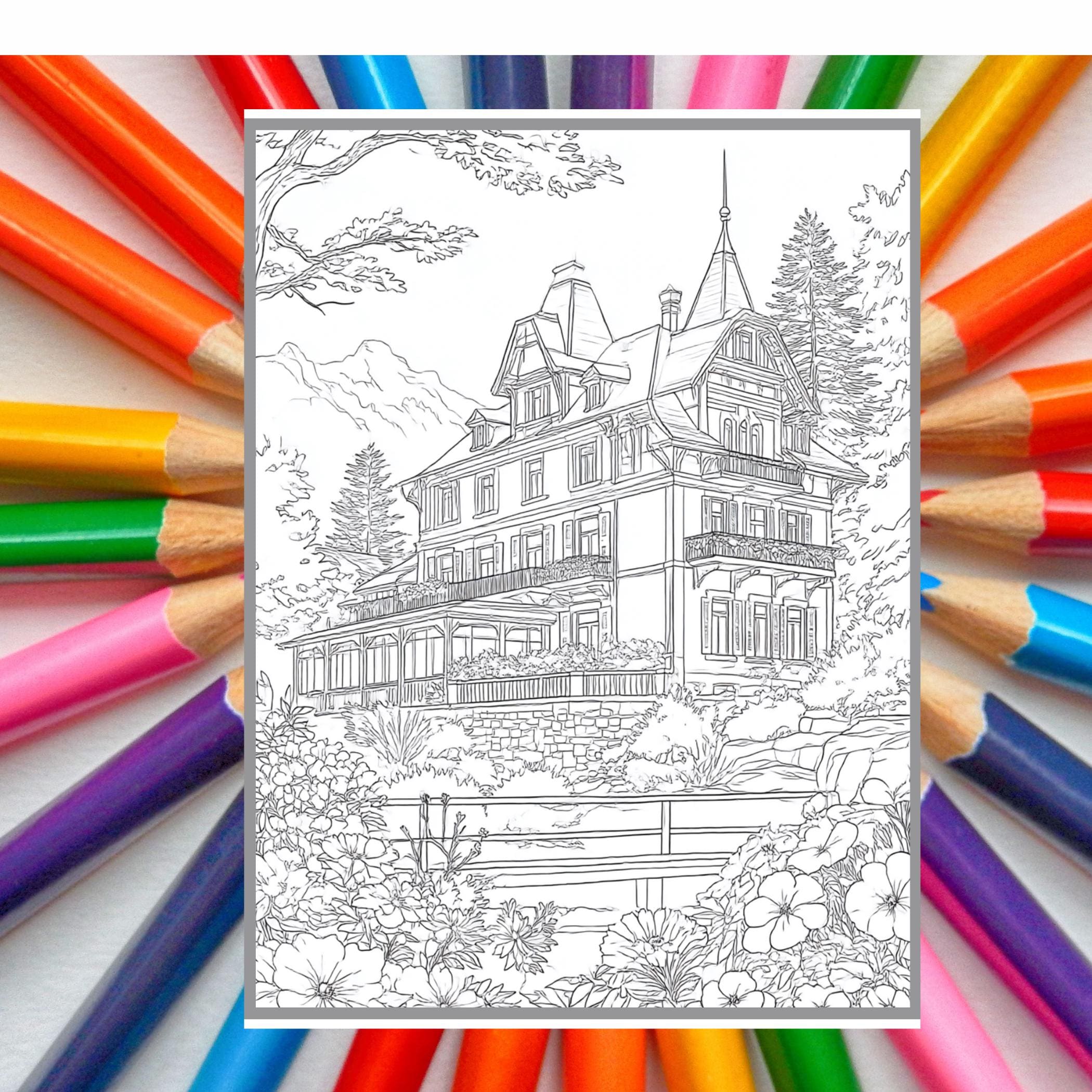 Printable House Coloring Pages, Cozy Cottage, Dream Home, Realistic ...