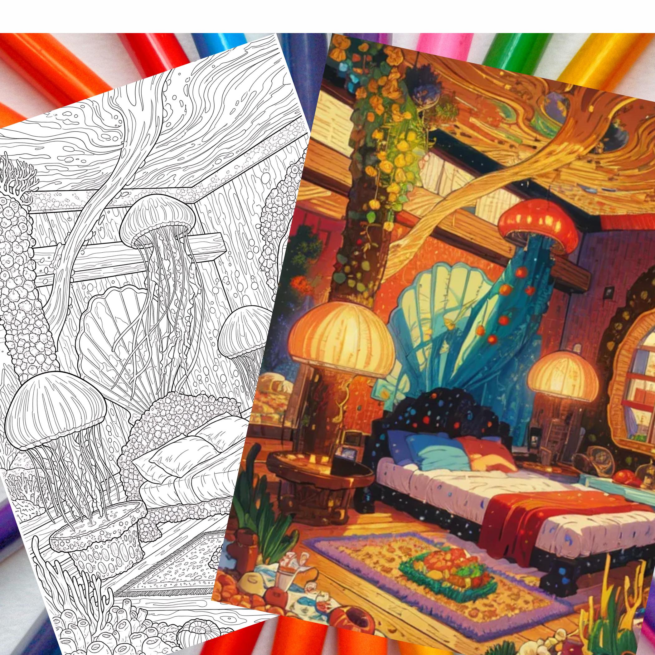 Printable House Coloring Pages: Surreal Dream Homes (PDF Download, 8 ...