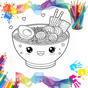 Kawaii Food Coloring Pages | Printable Illustrations (PDF) - Etsy